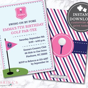 EDITABLE Pink Golf Party Invitation, Golf Birthday Party, Mini Golf ...