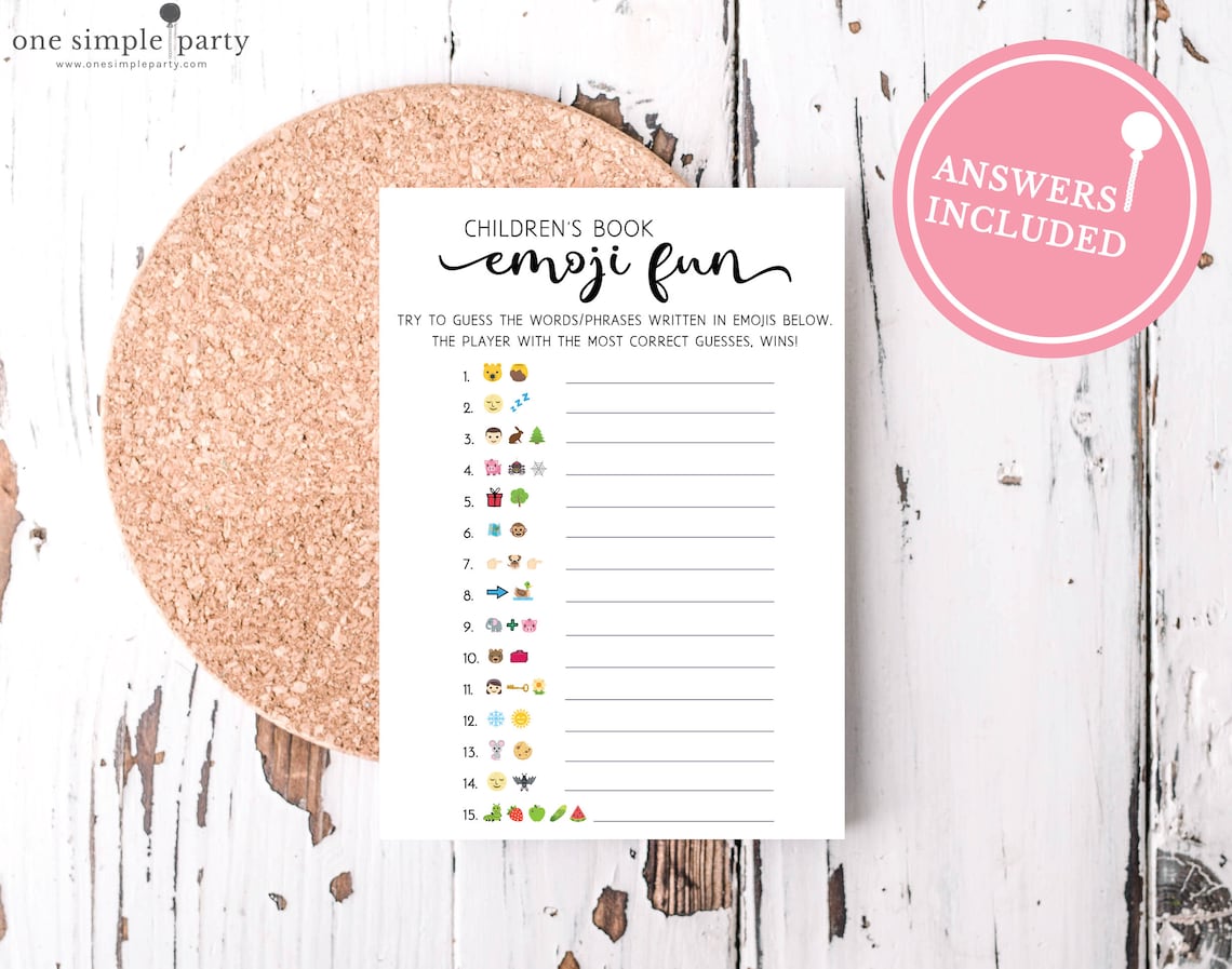 Children's Book Picture Clues Baby Shower Game - Book Baby Shower Game ...