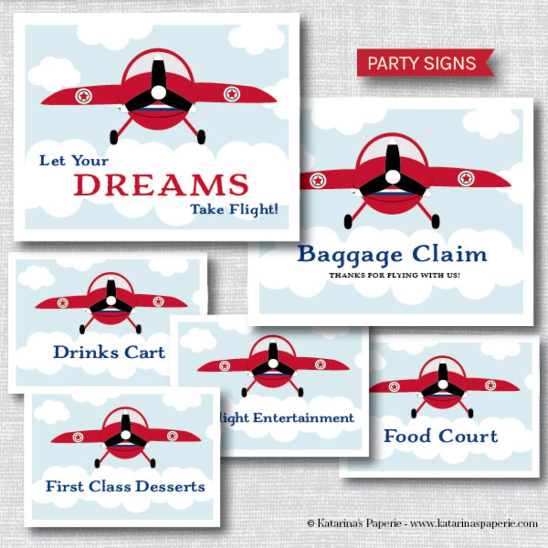 Vintage Airplane Party Signs: Baby Shower Decor (INSTANT DOWNLOAD) - Etsy
