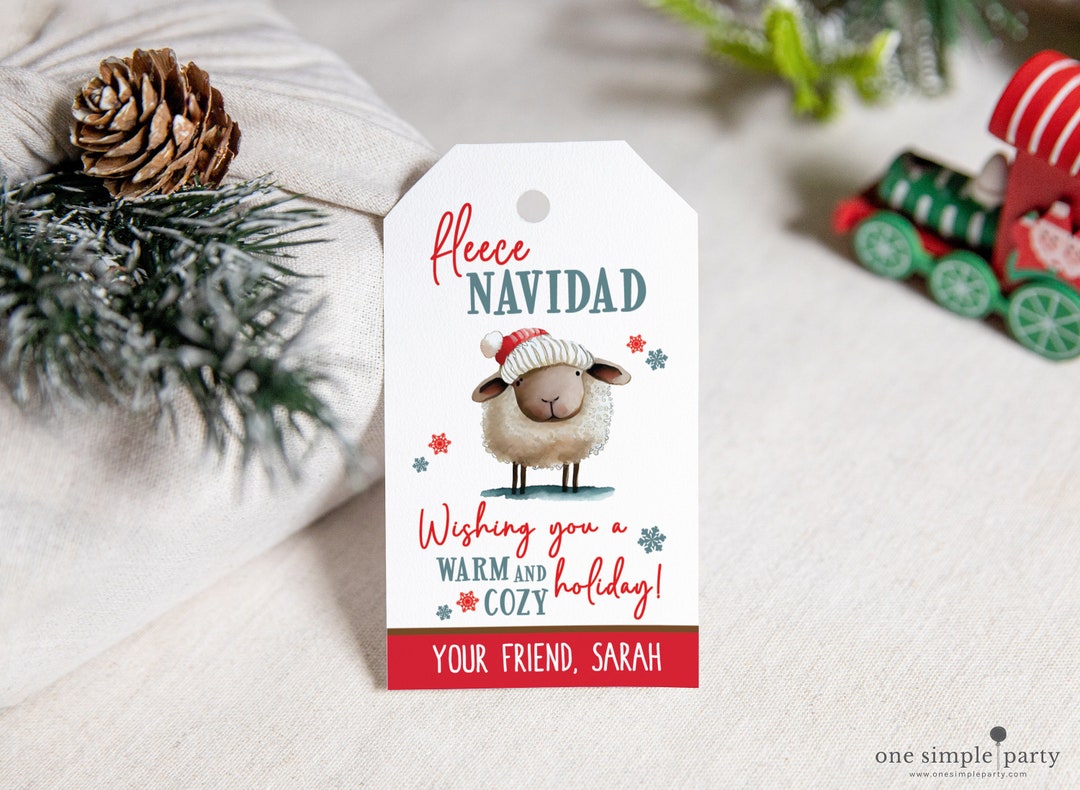 EDITABLE Christmas Fleece Navidad Gift Tag Blanket Tag Sweater Gift Tag ...