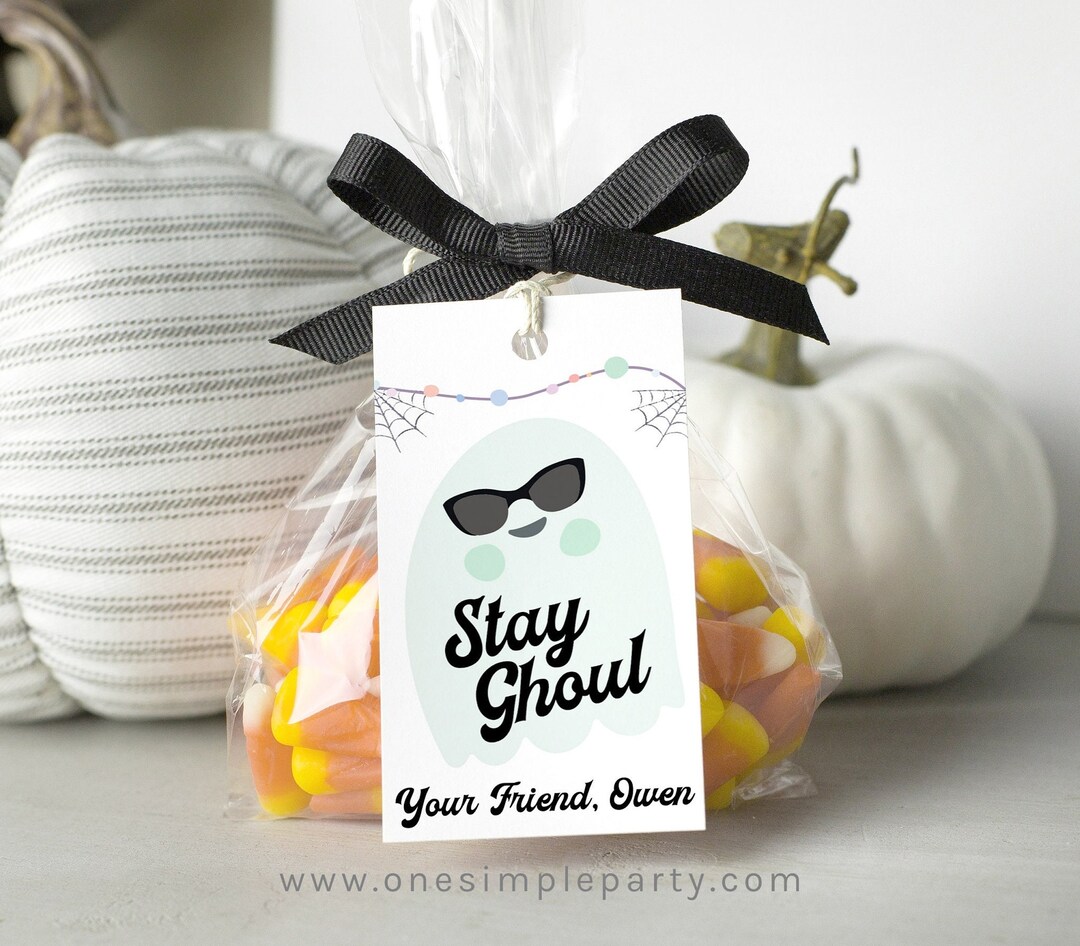EDITABLE Green Ghost Stay Ghoul Halloween Tag - Kids Halloween - Ghost ...