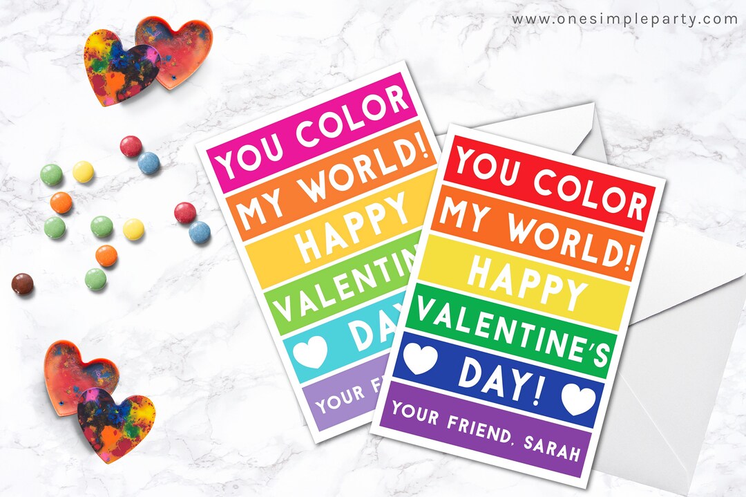 EDITABLE Rainbow Valentine Cards - Rainbow Valentine - Kids Valentine ...