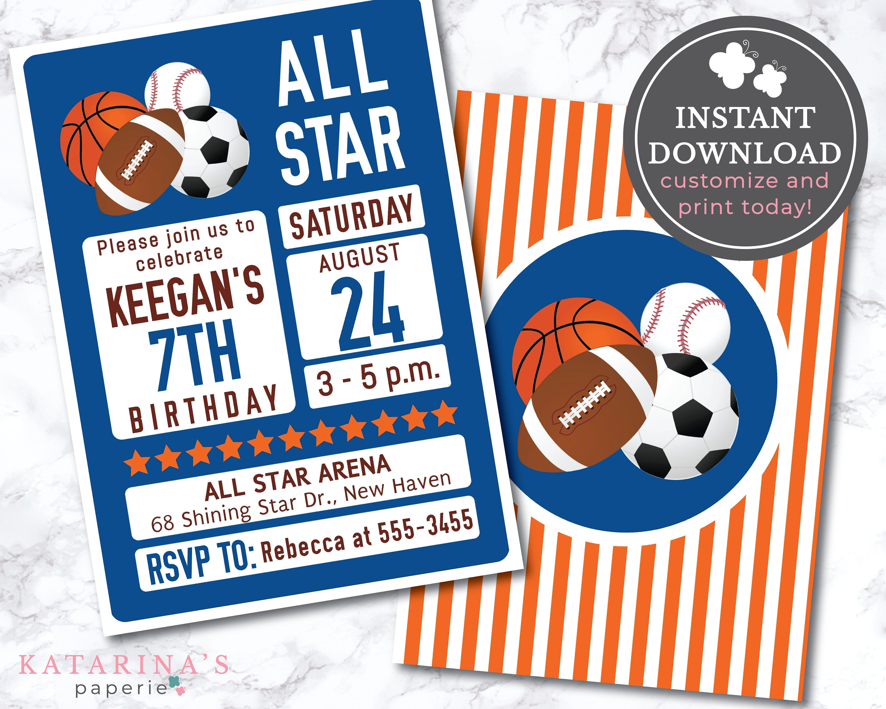 EDITABLE All Star Sports Invitation INSTANT DOWNLOAD | Etsy