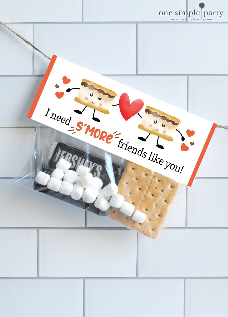 EDITABLE Smores Valentine Bag Topper, Kids Valentine, Smores Valentine ...