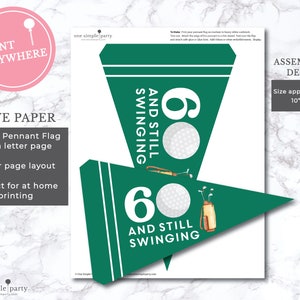 60th Birthday Golf Pennant Flag - Golf Birthday - Golf Party - Still ...