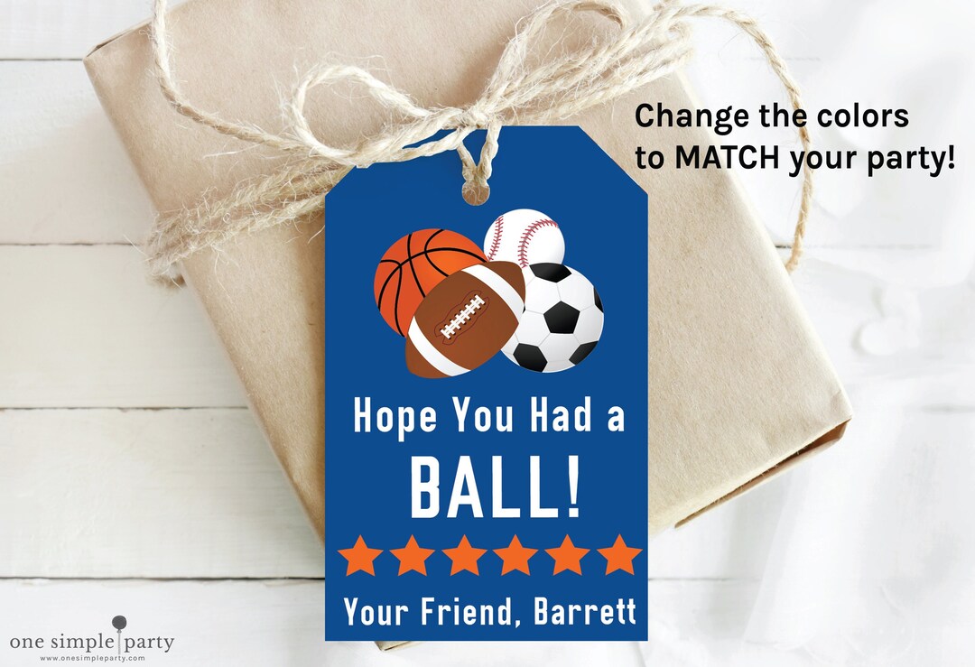 EDITABLE Sports Party Favor Tags - Sports Birthday - Sports Party ...