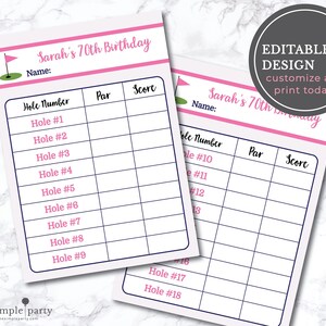 EDITABLE Pink Golf Scorecard - Golf Baby Shower - Golf Wedding - Golf ...