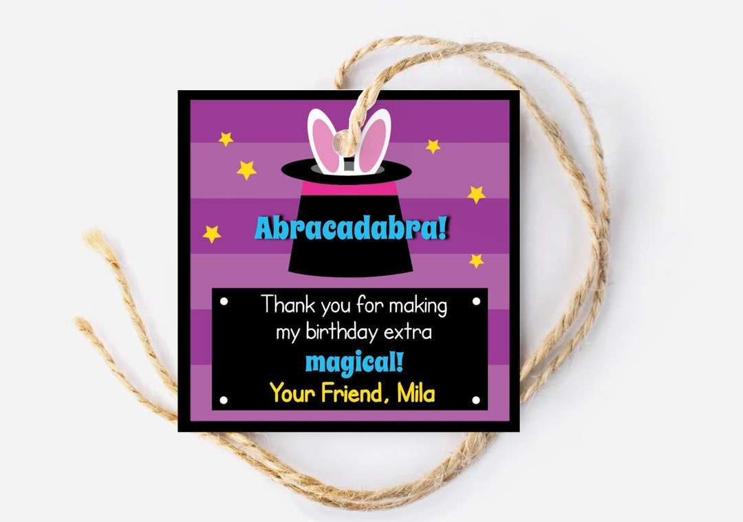 EDITABLE Girl Magic Party Favor Tags - Magic Birthday - Magician Party ...