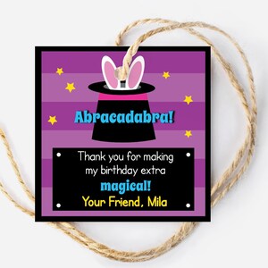 EDITABLE Girl Magic Party Favor Tags - Magic Birthday - Magician Party ...