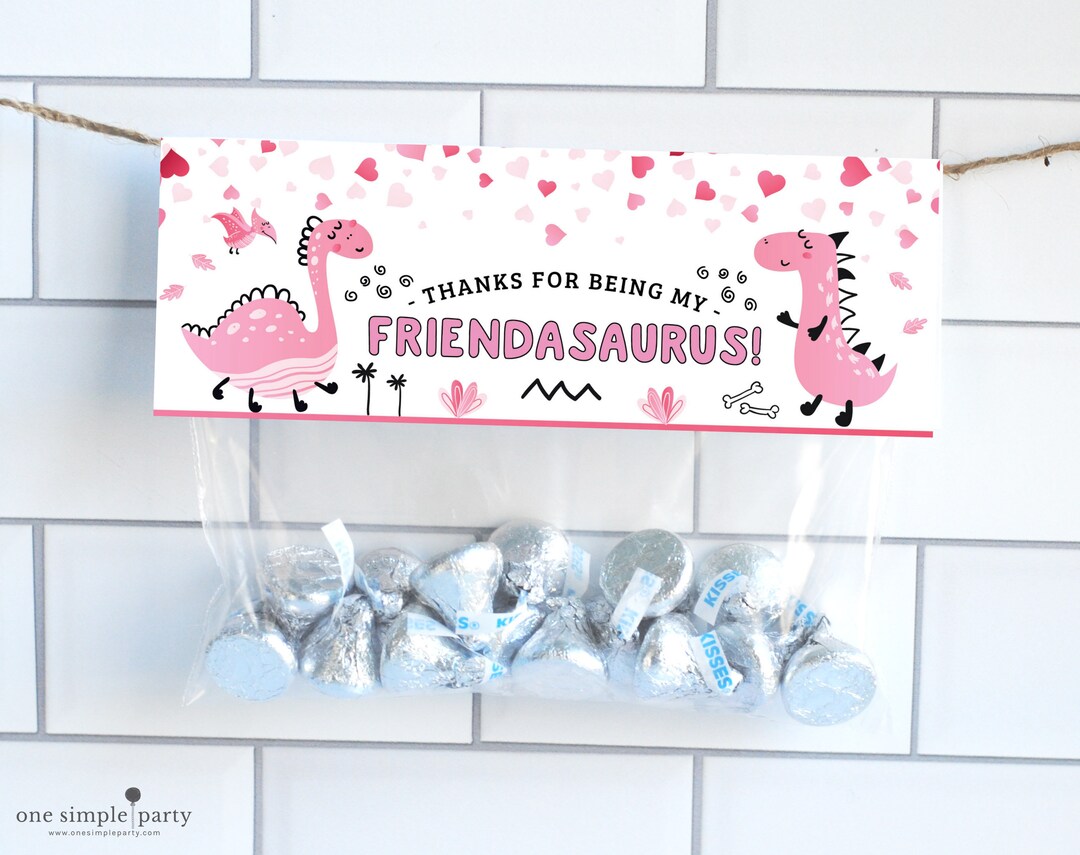 EDITABLE Dinosaur Valentine Bag Topper Kids Valentine - Etsy