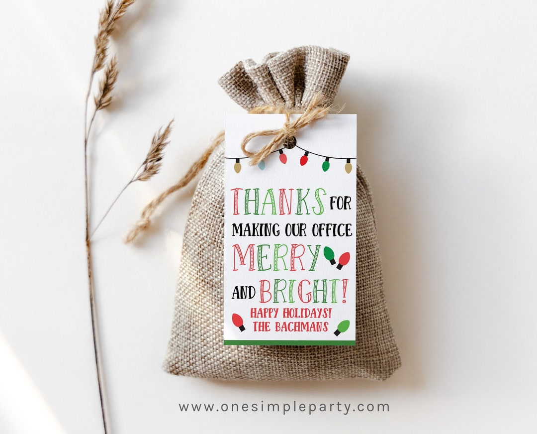 EDITABLE Merry and Bright Coworker Christmas Gift Tags - Coworker Gift ...
