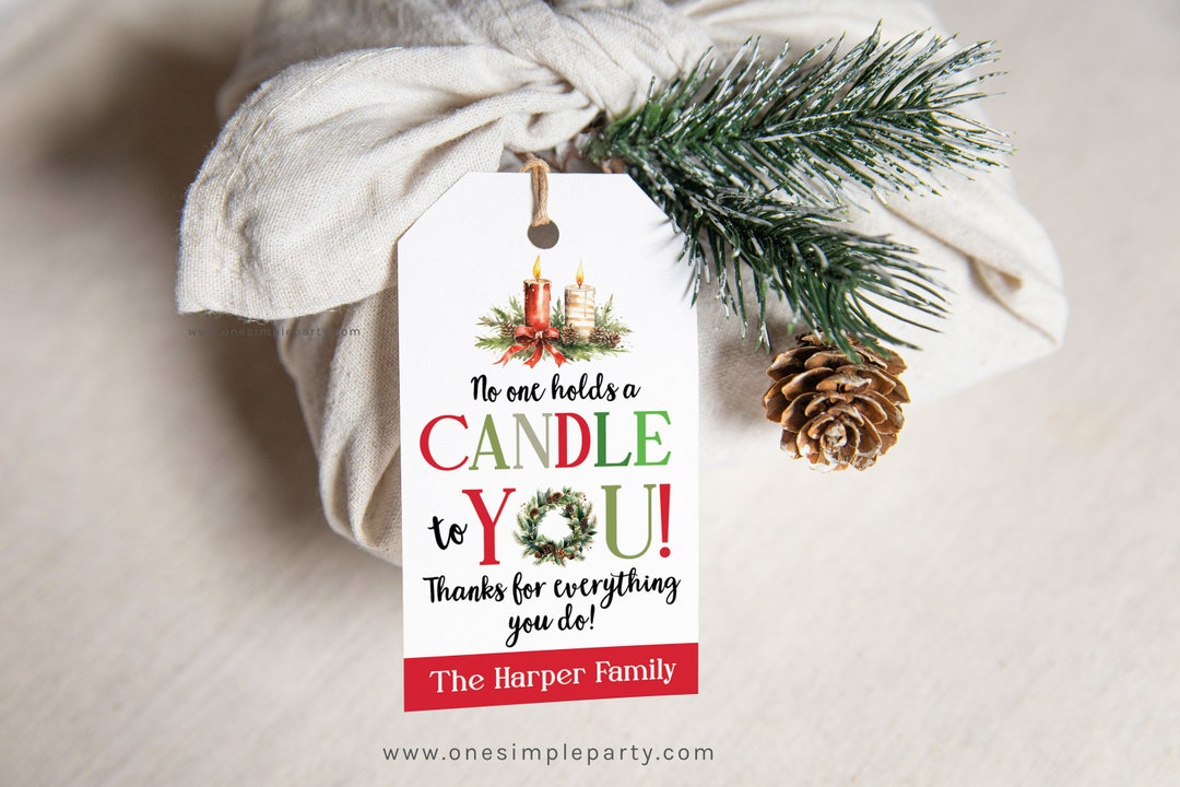 Editable Christmas Candle Gift Tags: Watercolor Design (digital Design ...