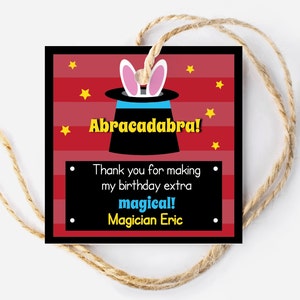 EDITABLE Magic Party Favor Tags - Magic Birthday - Magician Party ...