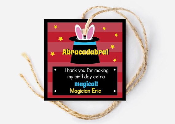 EDITABLE Magic Party Favor Tags Magic Birthday Magician - Etsy