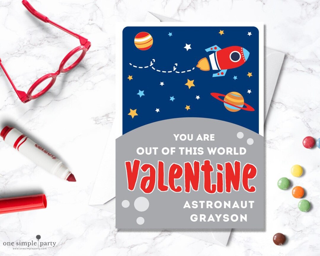 EDITABLE Space Valentine Card - Outer Space Valentines - Kids Valentine ...