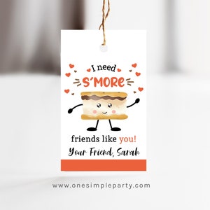 EDITABLE Smores Valentine Tag - Kids Valentine - Valentine Tag ...