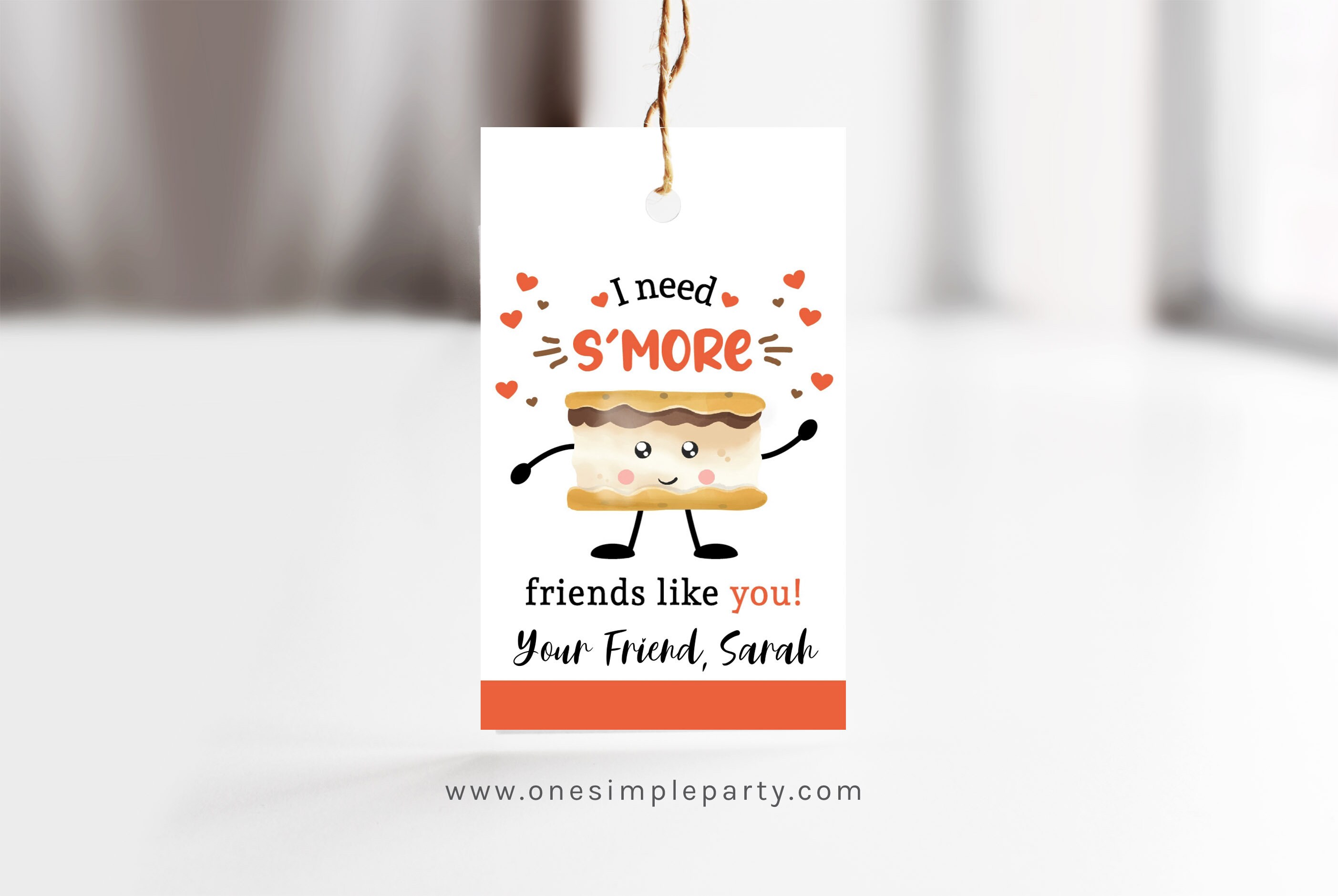 EDITABLE Smores Valentine Tag - Kids Valentine - Valentine Tag ...