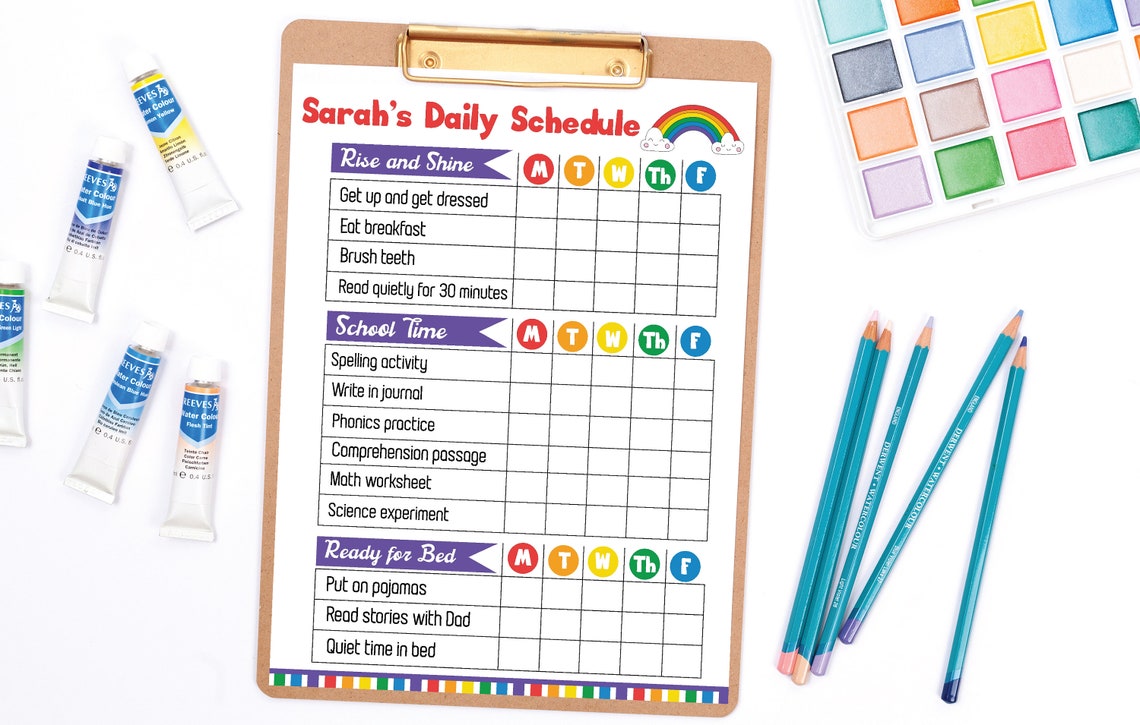 EDITABLE Rainbow School Schedule Daily Schedule Kids Daily | Etsy