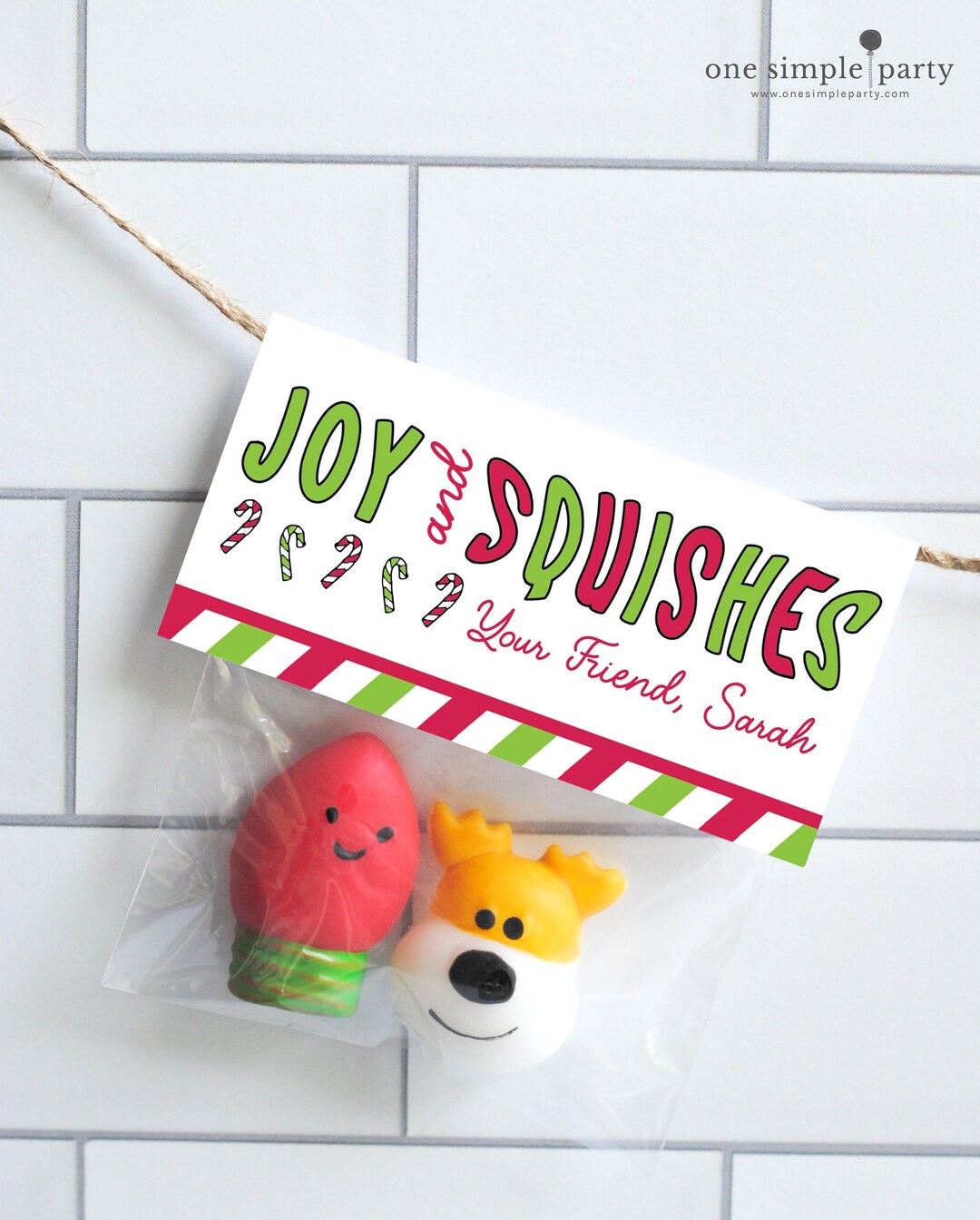 EDITABLE Joy and Squishes Christmas Treat Bag Topper, Squish Toy ...