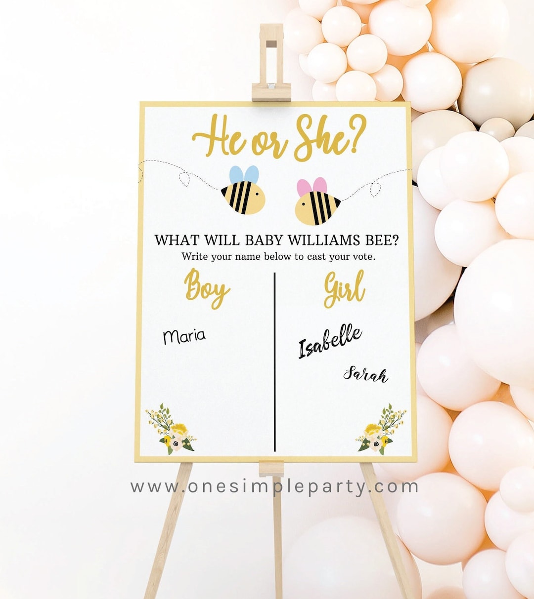 EDITABLE Bee Gender Reveal What Will Baby Bee Sign - Bee Baby Shower ...