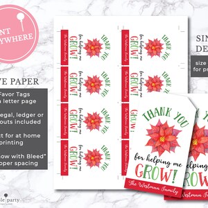 EDITABLE Poinsettia Christmas Gift Tags - House Plant Gift Tags - Plant ...