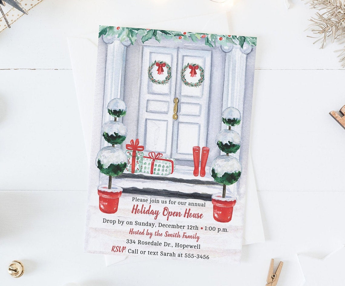EDITABLE Christmas Open House Invitation Christmas Party - Etsy