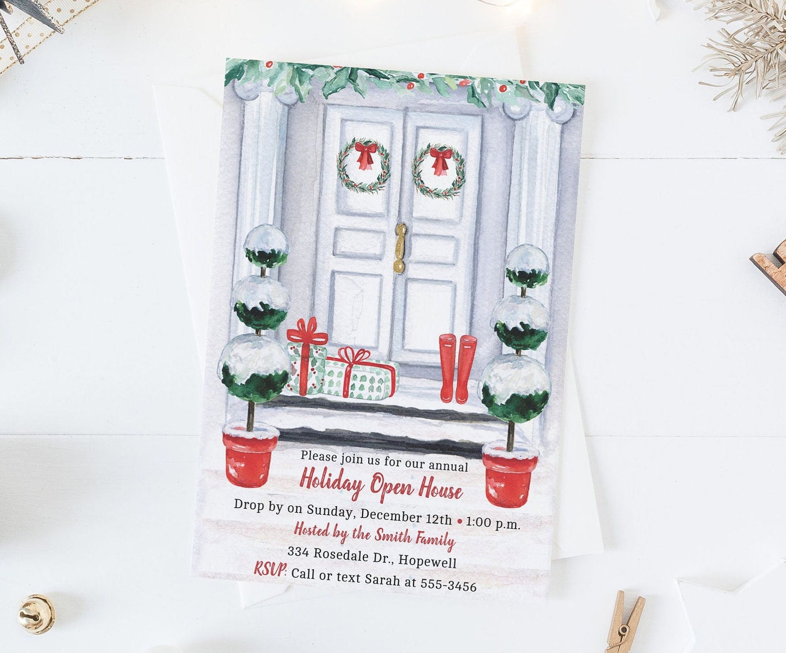 EDITABLE Christmas Open House Invitation Christmas Party - Etsy