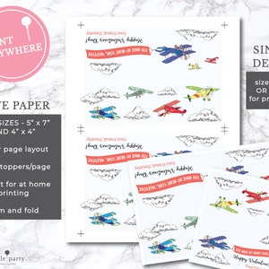 EDITABLE Vintage Airplane Valentine Bag Topper, Kids Valentine, Plane ...