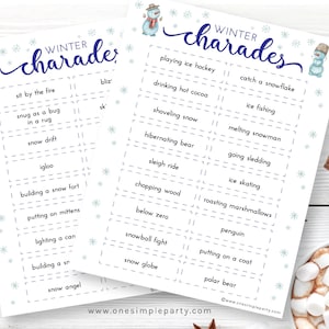 Winter Charades Game - Winter Party Game - Family Game Night - Winter ...