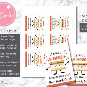 EDITABLE Smores Valentine Tag - Kids Valentine - Valentine Tag ...