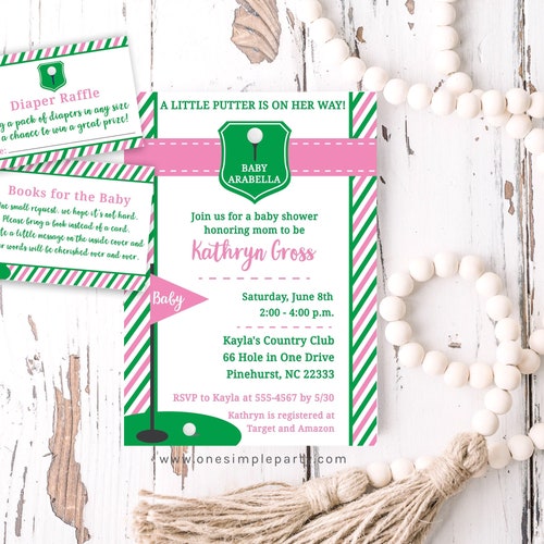 Golf Baby Shower Invitation Girl Golfing Theme Invites - Etsy