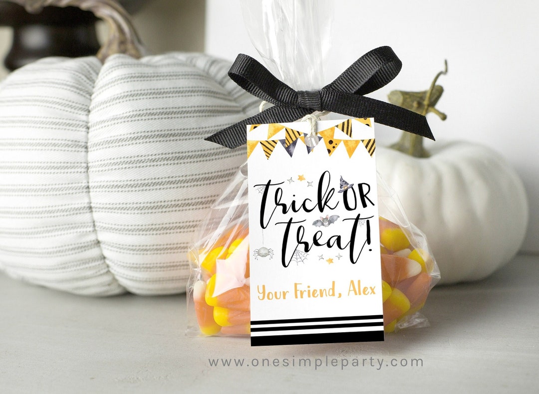EDITABLE Trick or Treat Halloween Tag - Kids Halloween - Halloween ...