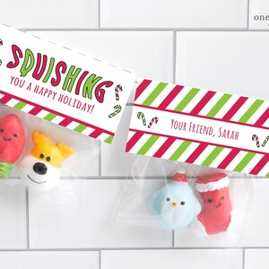 EDITABLE Squishing You Happy Holidays Treat Bag Topper, Squish Toy ...