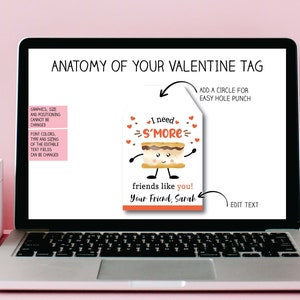 EDITABLE Smores Valentine Tag - Kids Valentine - Valentine Tag ...