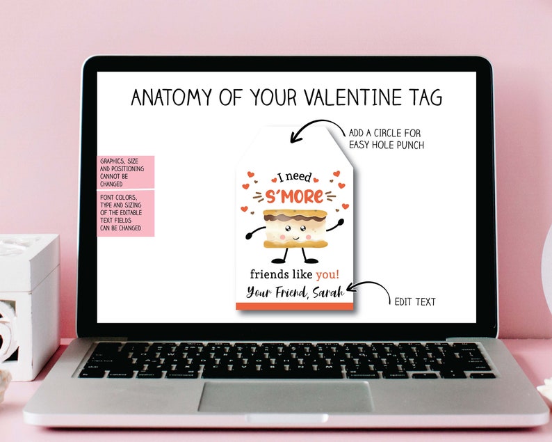 EDITABLE Smores Valentine Tag - Kids Valentine - Valentine Tag ...