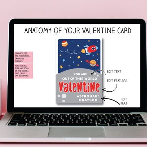 EDITABLE Space Valentine Card - Outer Space Valentines - Kids Valentine ...