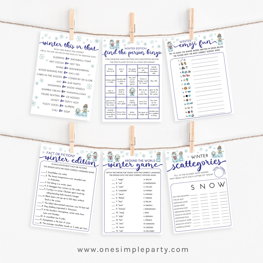 11 Printable Snowman Winter Games Set - Winter Party Game - Winter ...