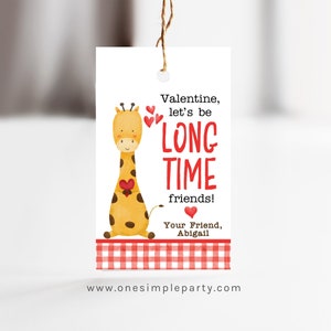 EDITABLE Giraffe Valentine Tag - Kids Valentine - Valentine Tag ...