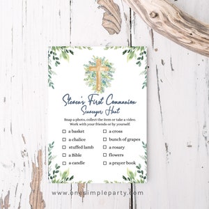 EDITABLE Greenery First Communion Scavenger Hunt, First Holy Communion ...