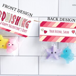 EDITABLE Red Squishing You Valentine Bag Topper, Kids Valentine, Squish ...