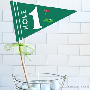 Number One Hole Golf Pennant Flag: First Birthday Party Decor (INSTANT ...