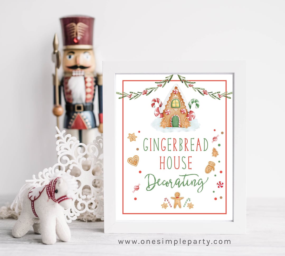 Printable Gingerbread House Decorating Sign - Christmas Party Sign ...