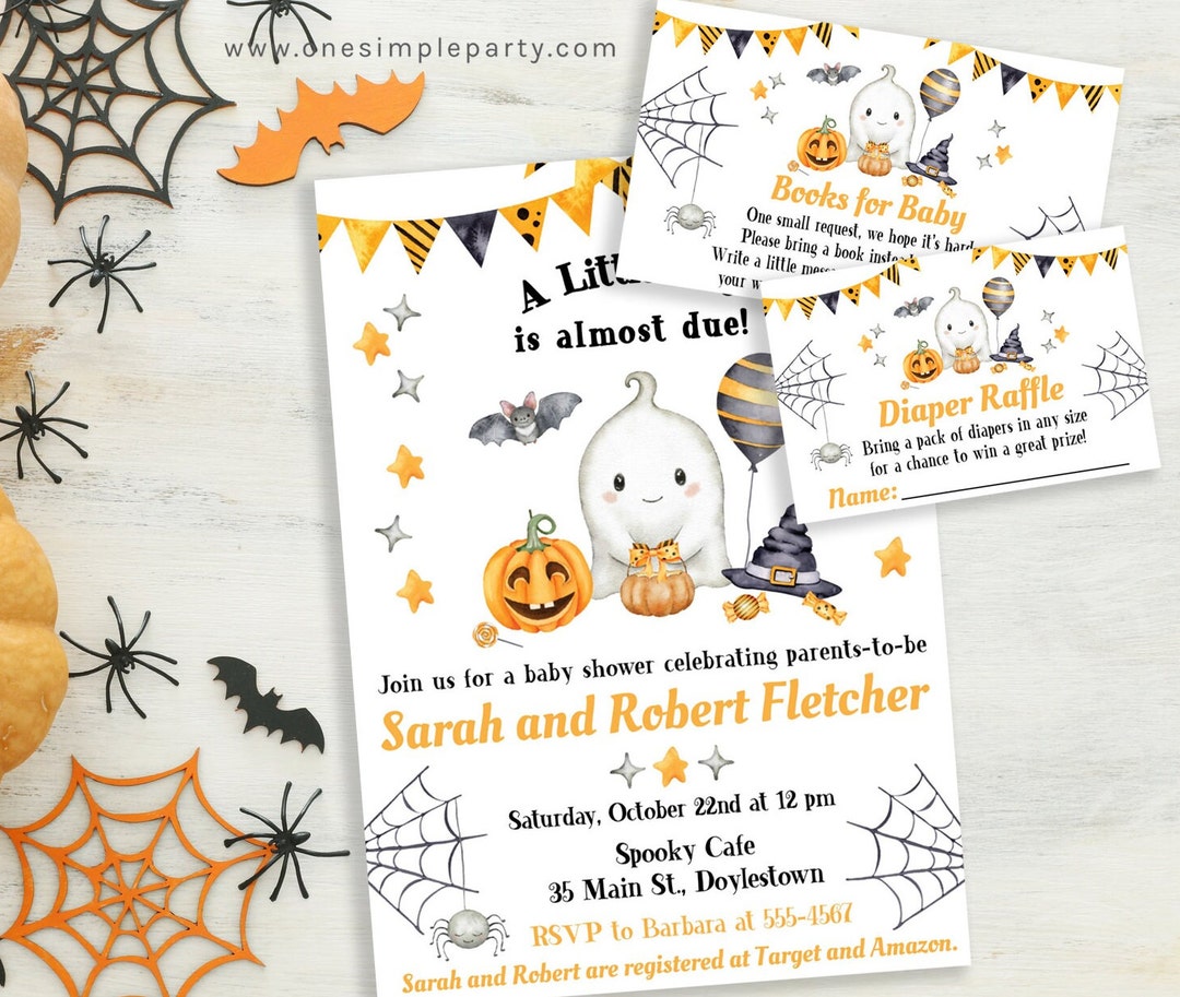 EDITABLE Cute Ghost Halloween Baby Shower Invite - Halloween Baby ...