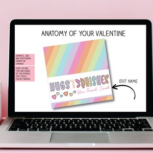 EDITABLE Rainbow Hugs and Squishes Valentine Bag Topper, Kids Valentine ...