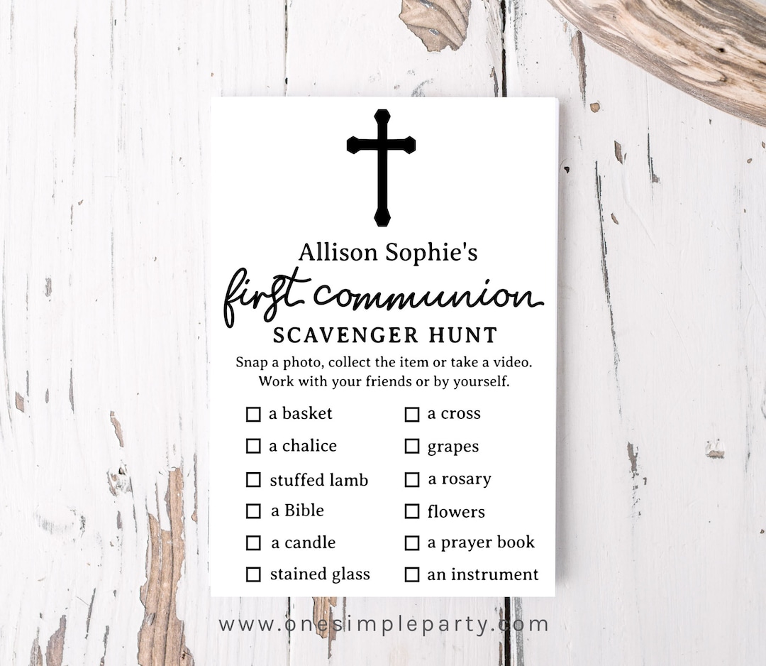 EDITABLE Modern First Communion Scavenger Hunt, First Holy Communion ...