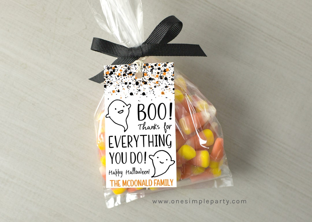 EDITABLE Ghost Halloween Teacher Gift Tag Halloween Thank You Tag ...