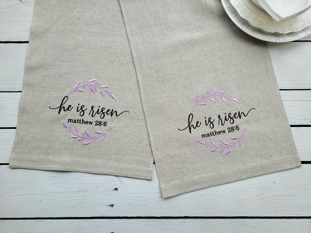HE IS RISEN Table Runner, Easter Table Runner, Linen Table Runner ...