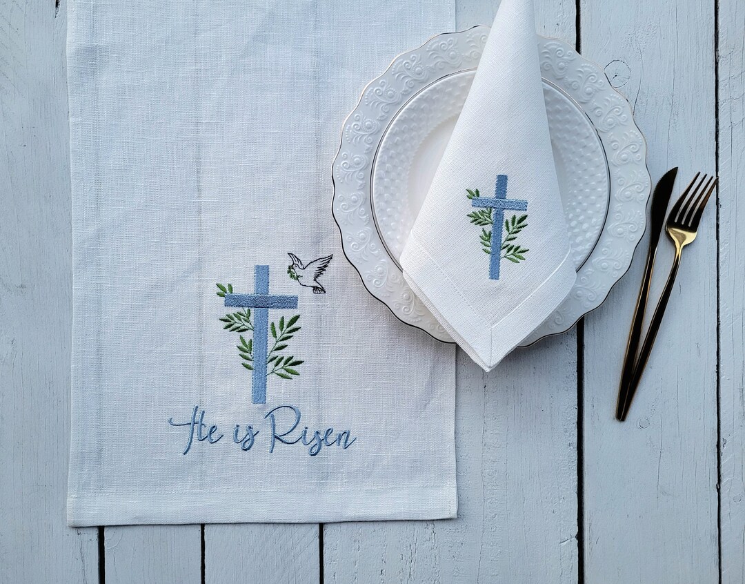 LEAF CROSS Table Runner, Easter Table Runner, Linen Table Runner ...