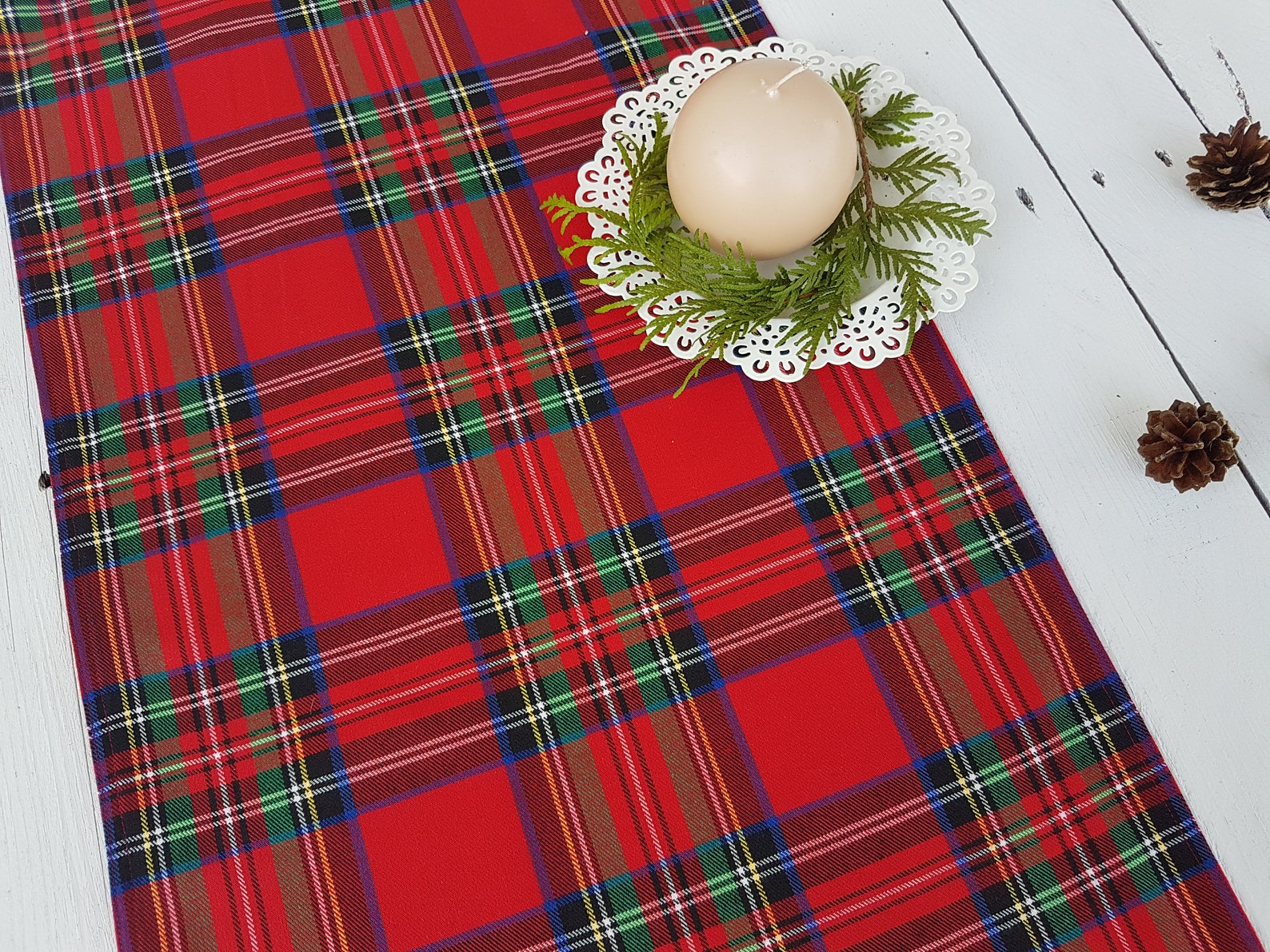 Red Plaid Table Runner Plaid Tartan Check Red blue - Etsy