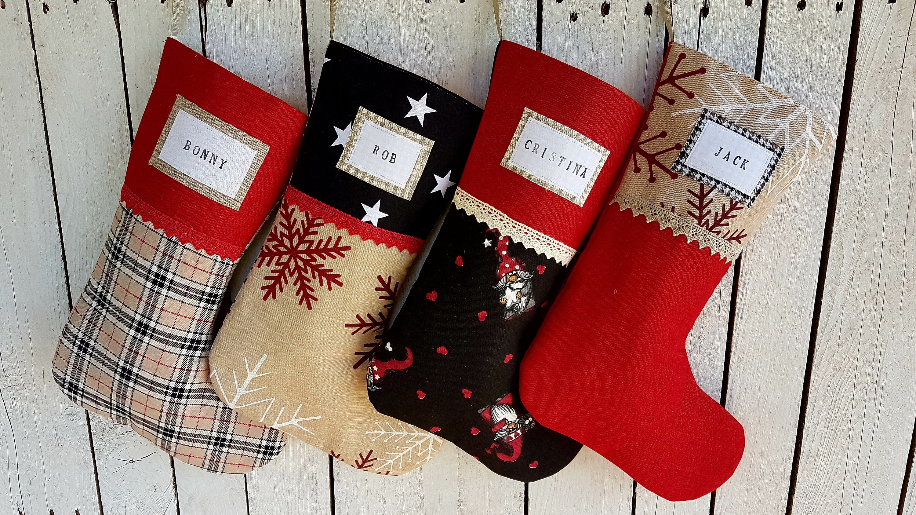 Family Christmas stockings fun kids stockings black | Etsy